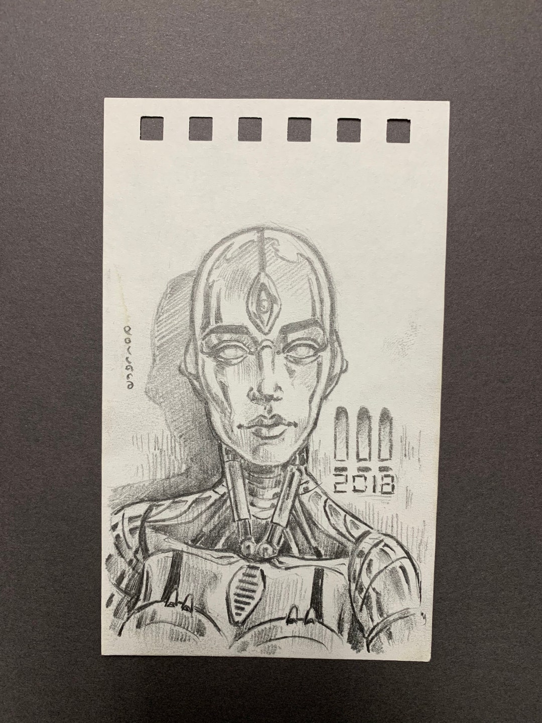 Cyborg Girl 2 Sketch Original Drawing 3.5x5.25 Inch by Glenn Pollard ...