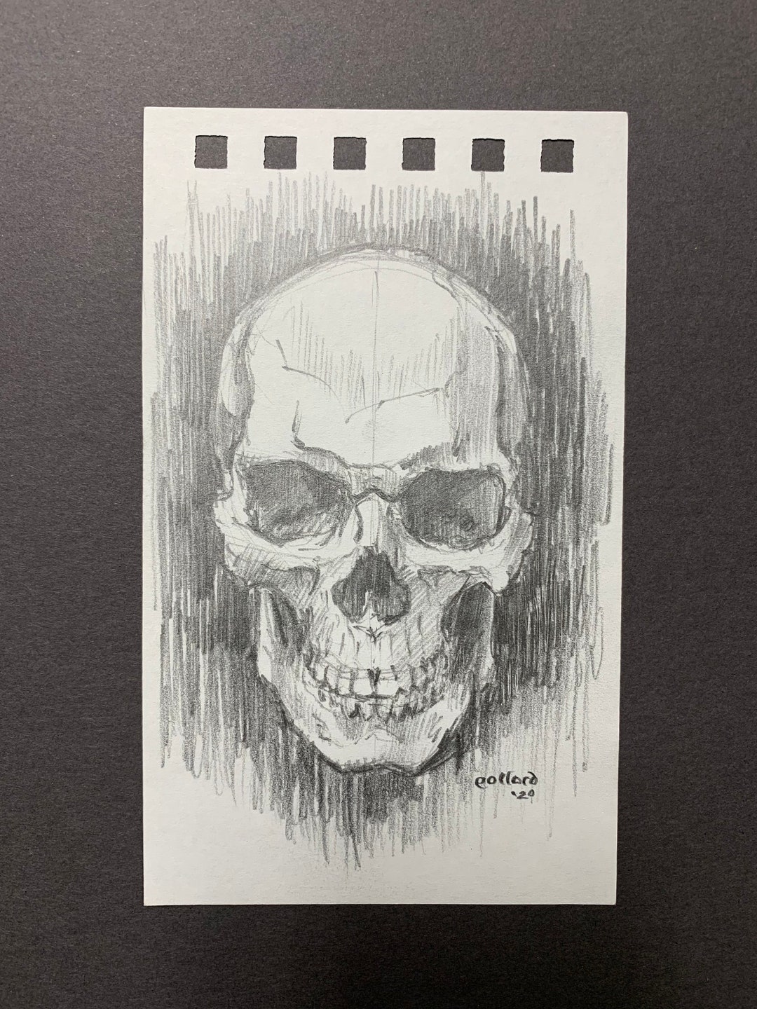 Skull 1 Sketch Original Drawing 3.5x5.25 Inch by Glenn Pollard Creepy ...