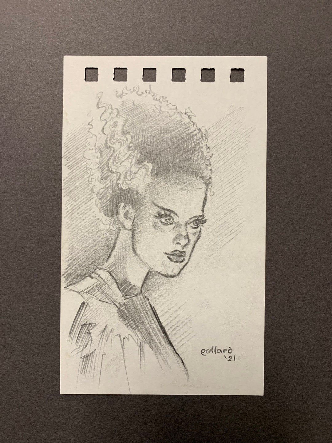 Elsa Lanchester Bride of Frankenstein Original Drawing 3.5x5.25 Inch by ...