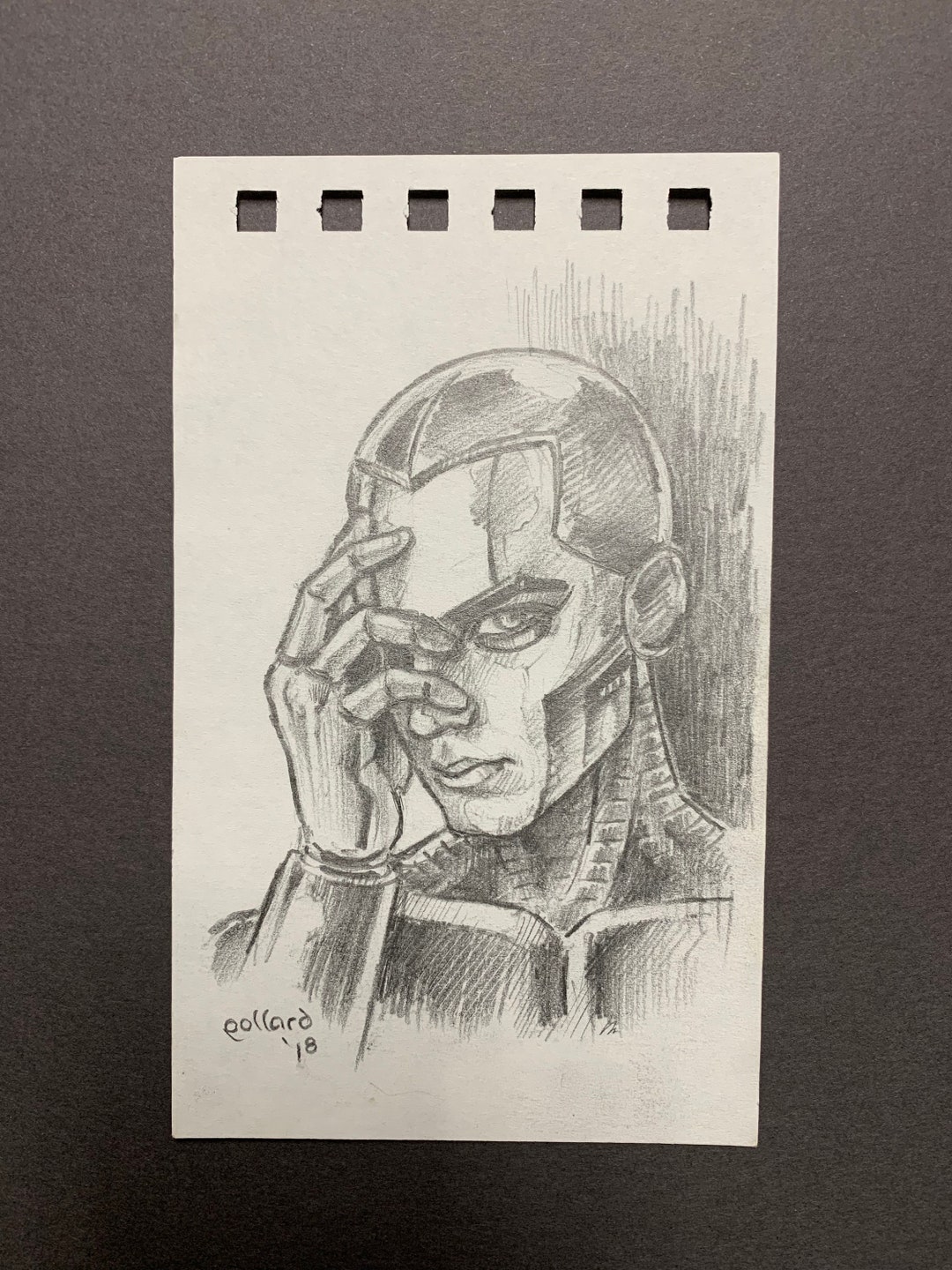 Cyborg Guy Sketch Original Drawing 3.5x5.25 Inch by Glenn Pollard ...