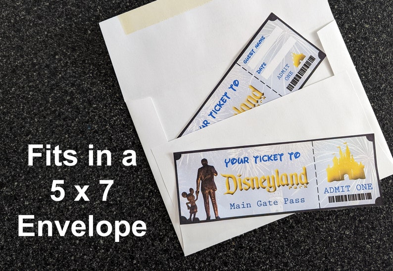 INSTANT DOWNLOAD Disneyland Gift Fake Ticket Printable - Etsy