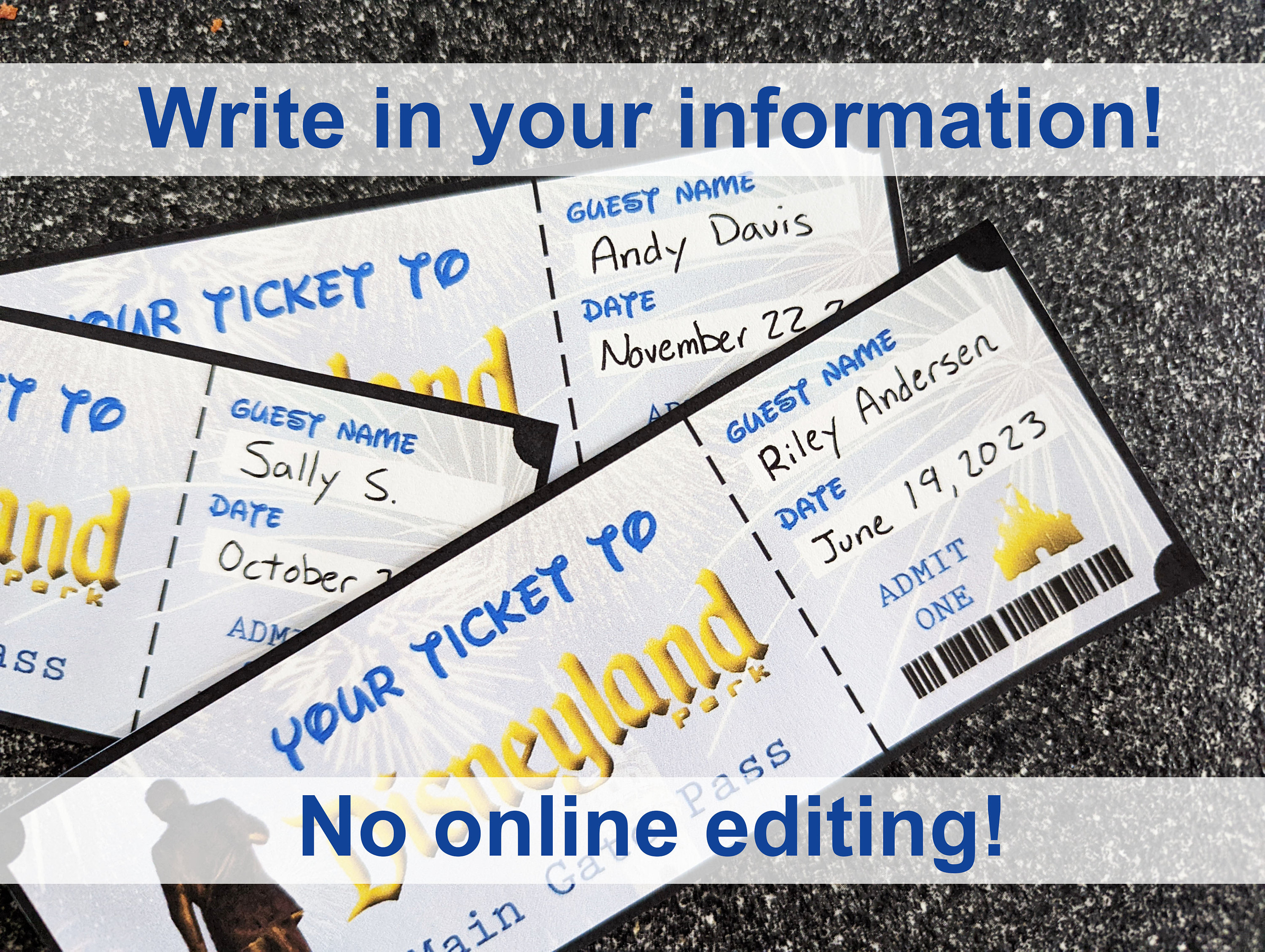 INSTANT DOWNLOAD Disneyland Gift Fake Ticket Printable - Etsy