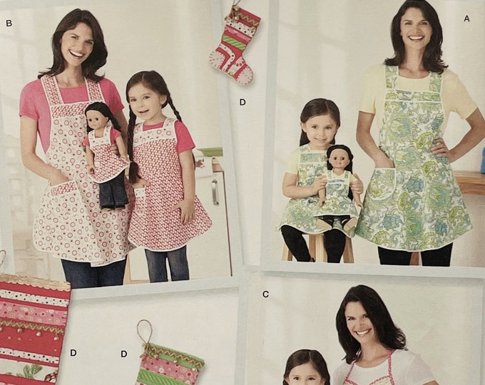 Apron Pattern for Adults, Kids, and Dolls Simplicity 1936 Apron and ...