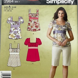 Easy Misses Summer Top Sewing Pattern Simplicity 2964 Ladies Top ...