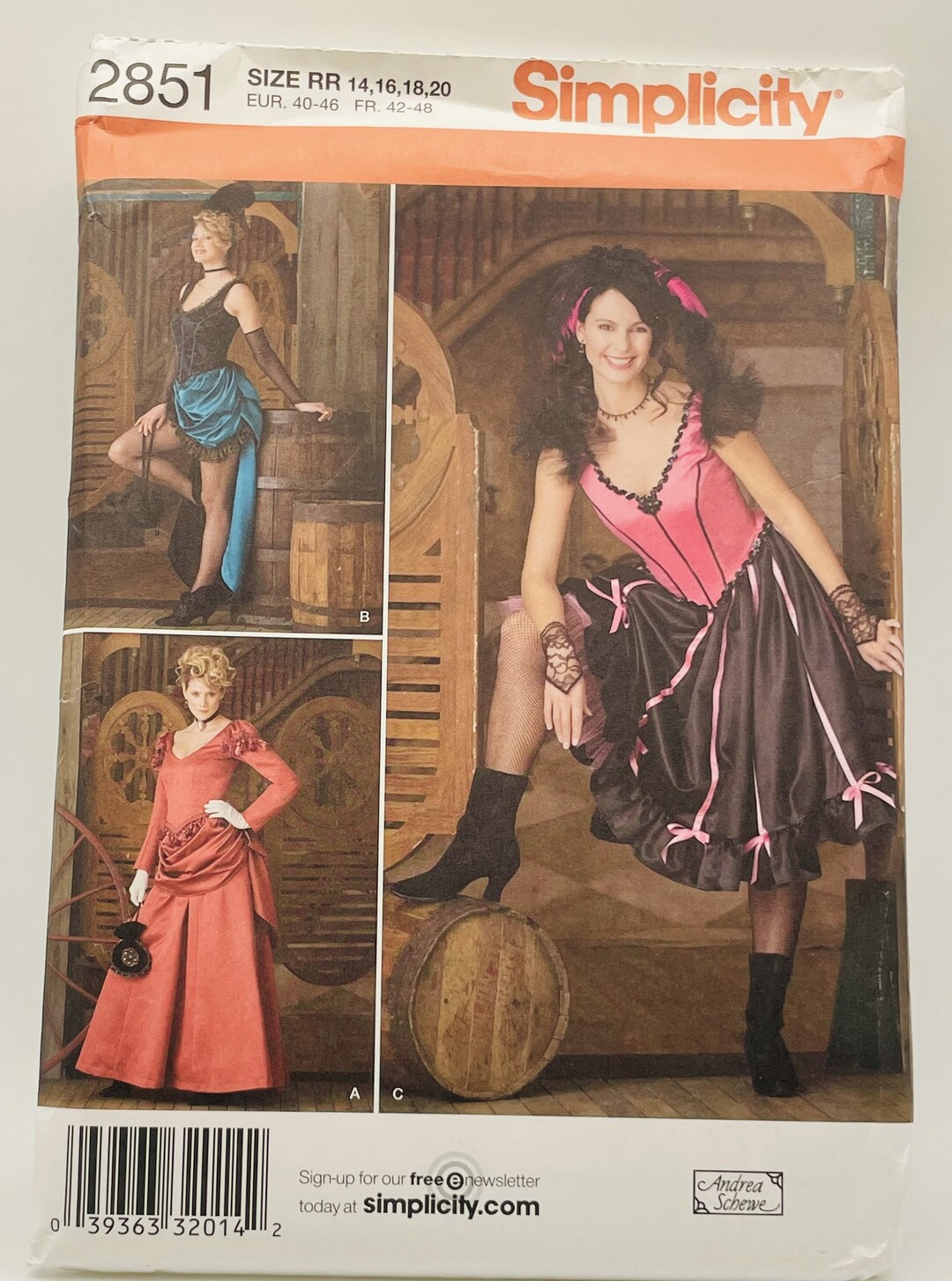 Misses Saloon Girl Bar Maid Costume Pattern Simplicity 2851 - Etsy