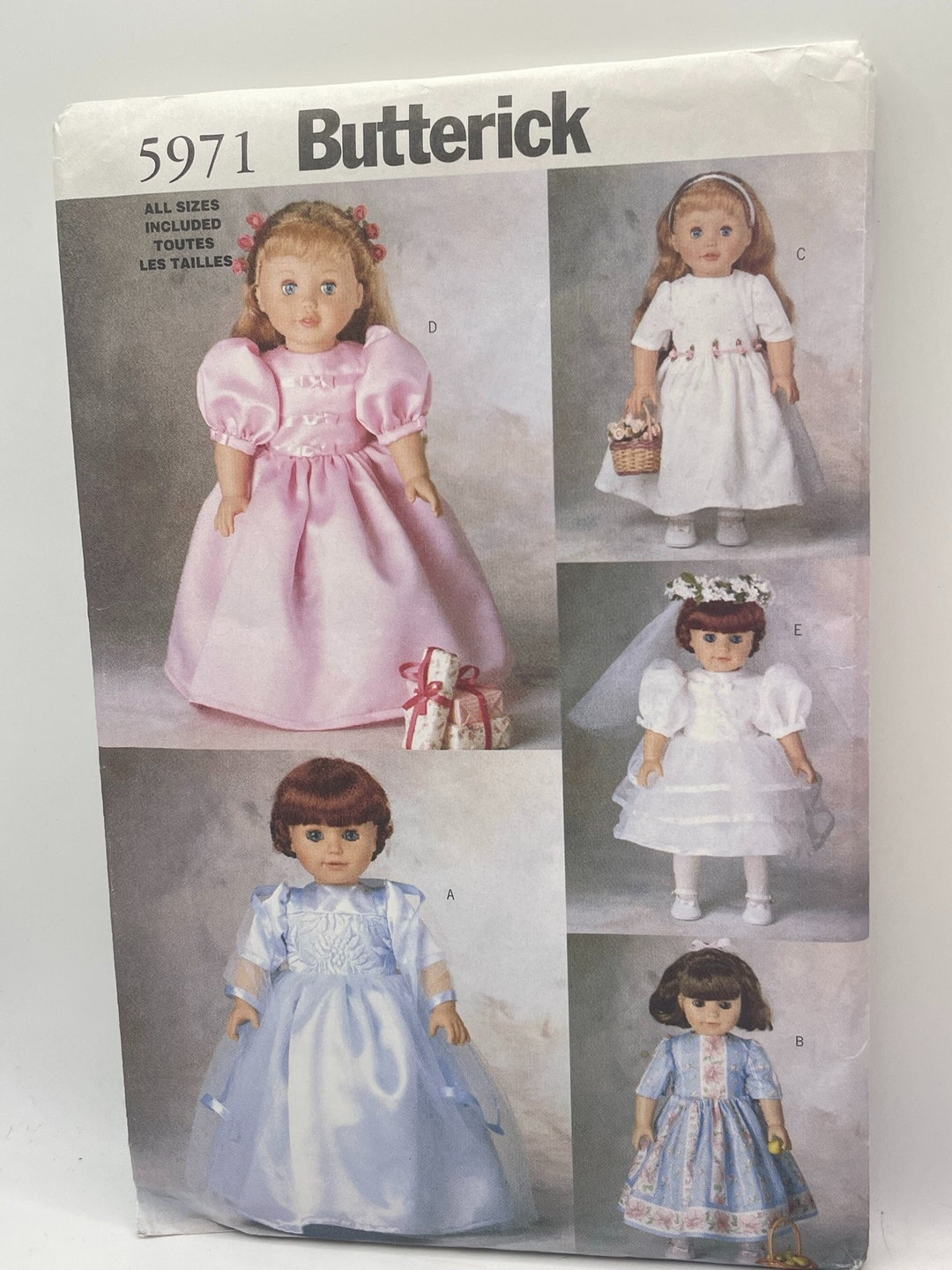 18 Inch Doll Wedding Dress Pattern Butterick 5971 Princess Dress Doll ...