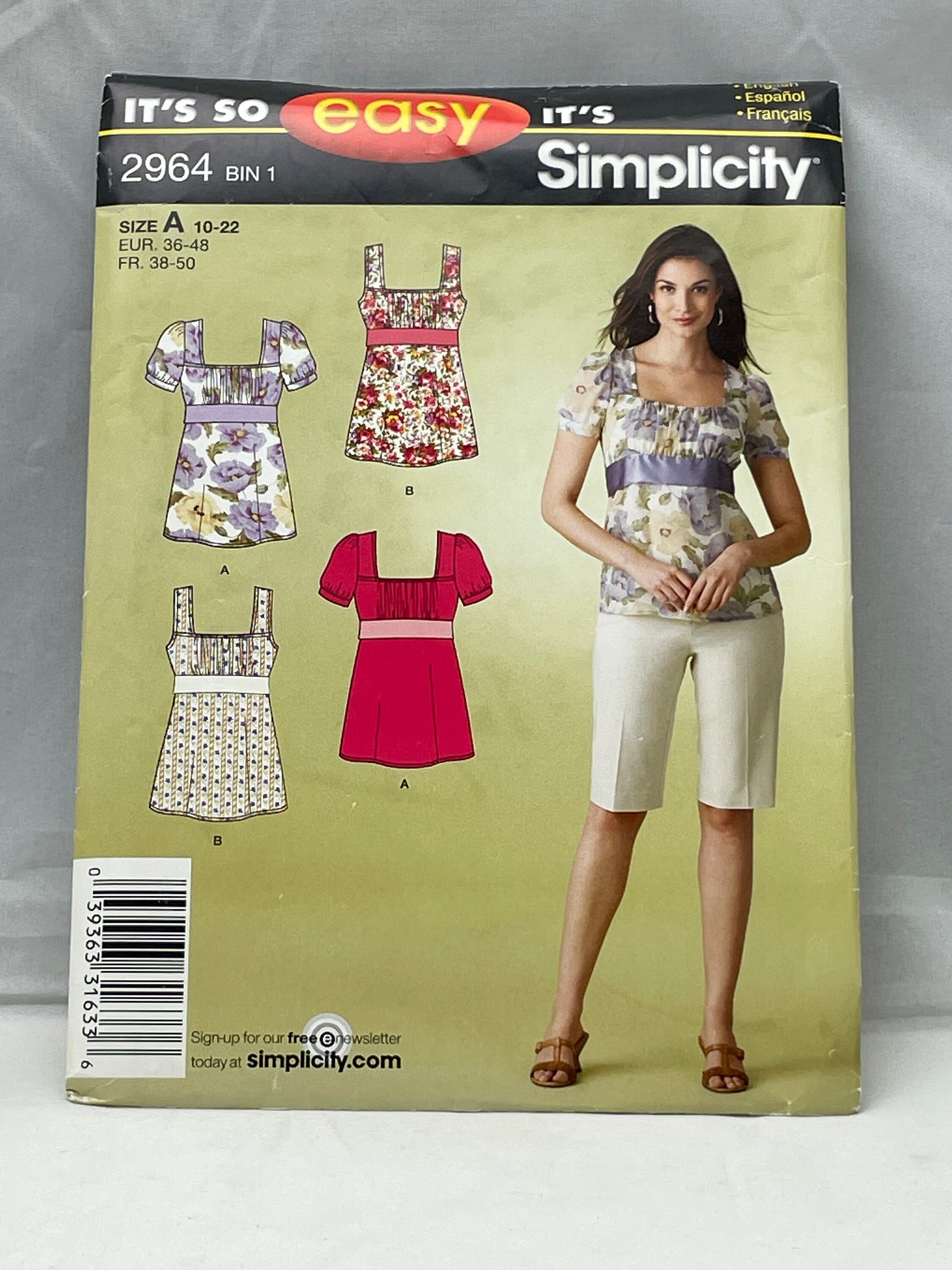 Easy Misses Summer Top Sewing Pattern Simplicity 2964 | Etsy