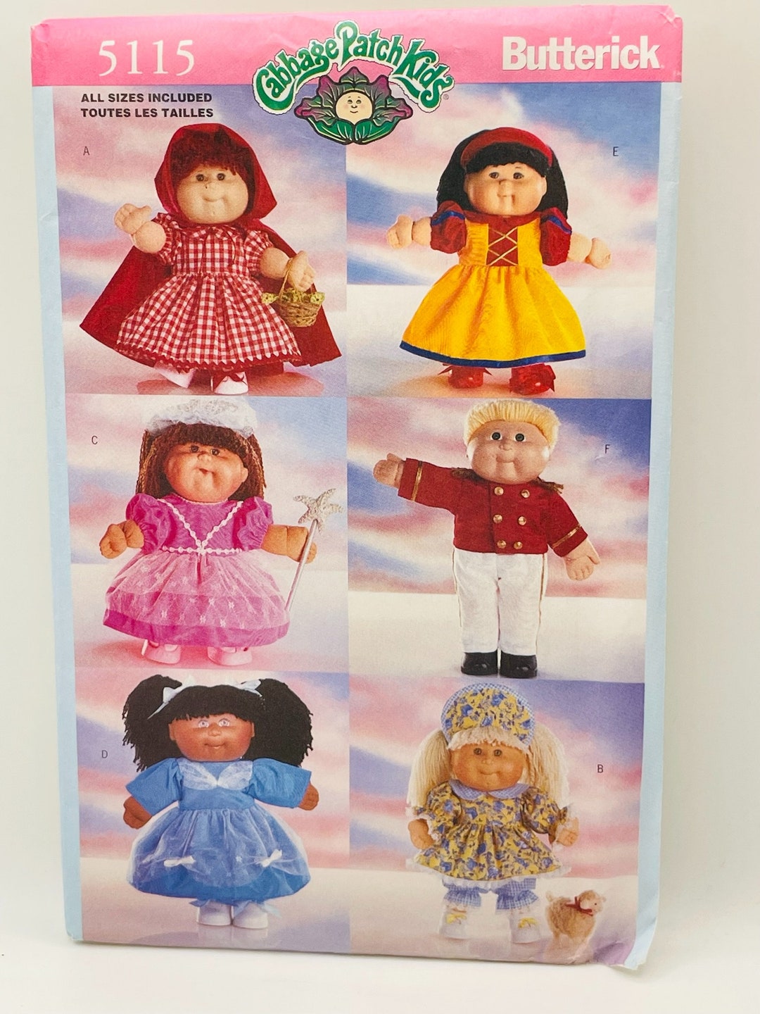 14 Inch Cabbage Patch Kids Fairy Tale Costumes Pattern Butterick 5115 ...