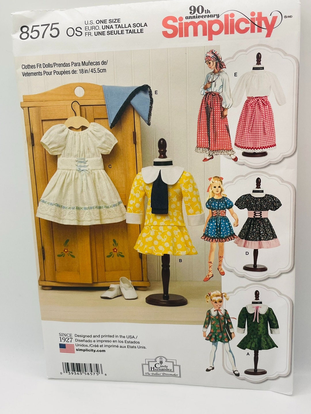 Vintage Style Clothes Pattern for 18 Inch Dolls Simplicity 8575 Fits ...