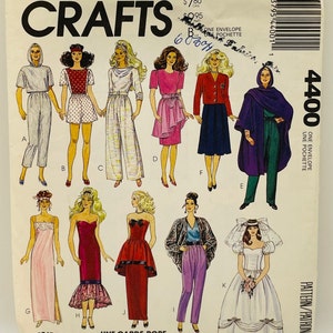 Barbie Clothes Sewing Pattern Mccall's 4400 Wedding Gown, Hooded Top ...