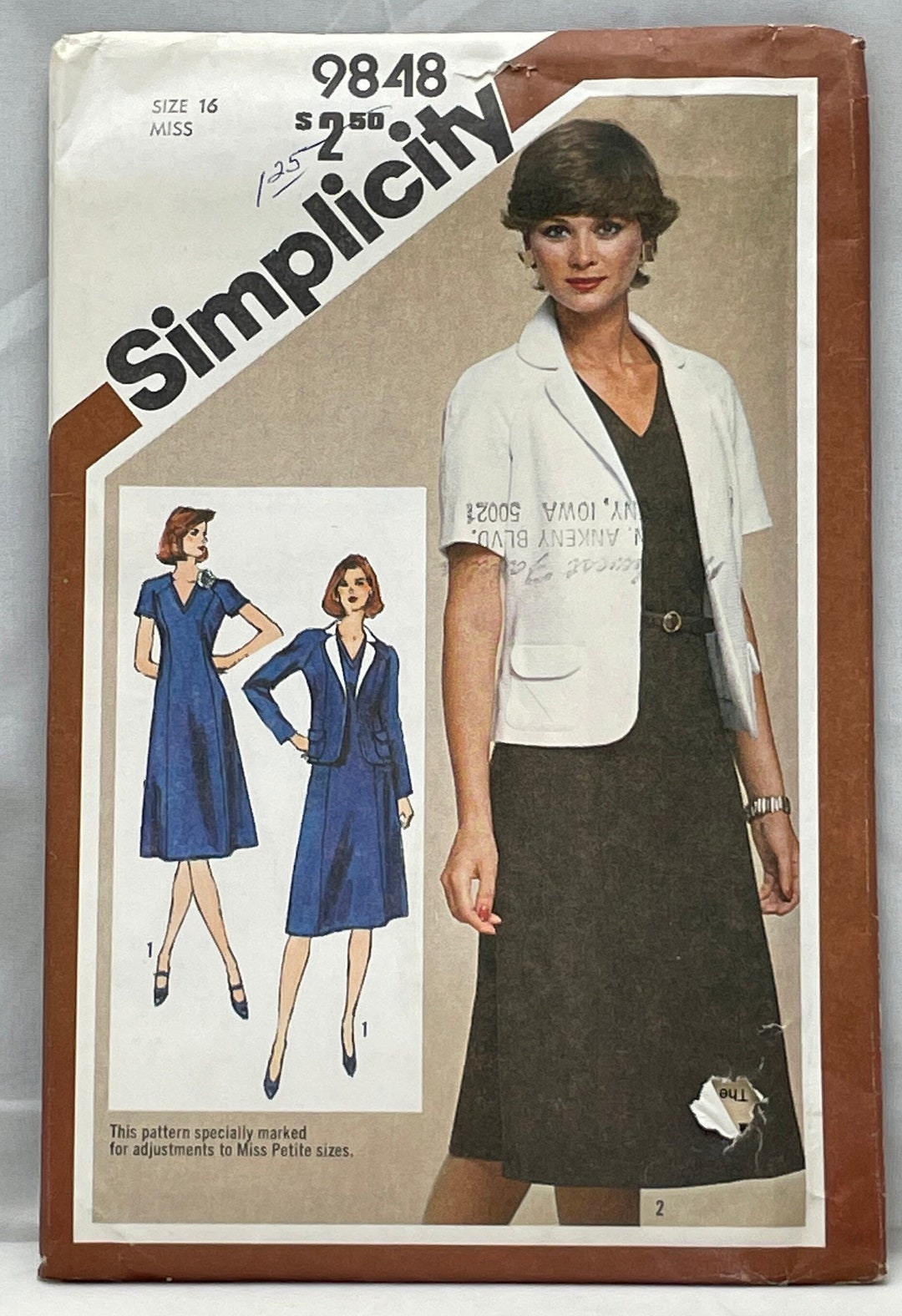 Misses' Dress and Jacket Pattern Simplicity 9848 Ladies Size 16 Bust 38 ...
