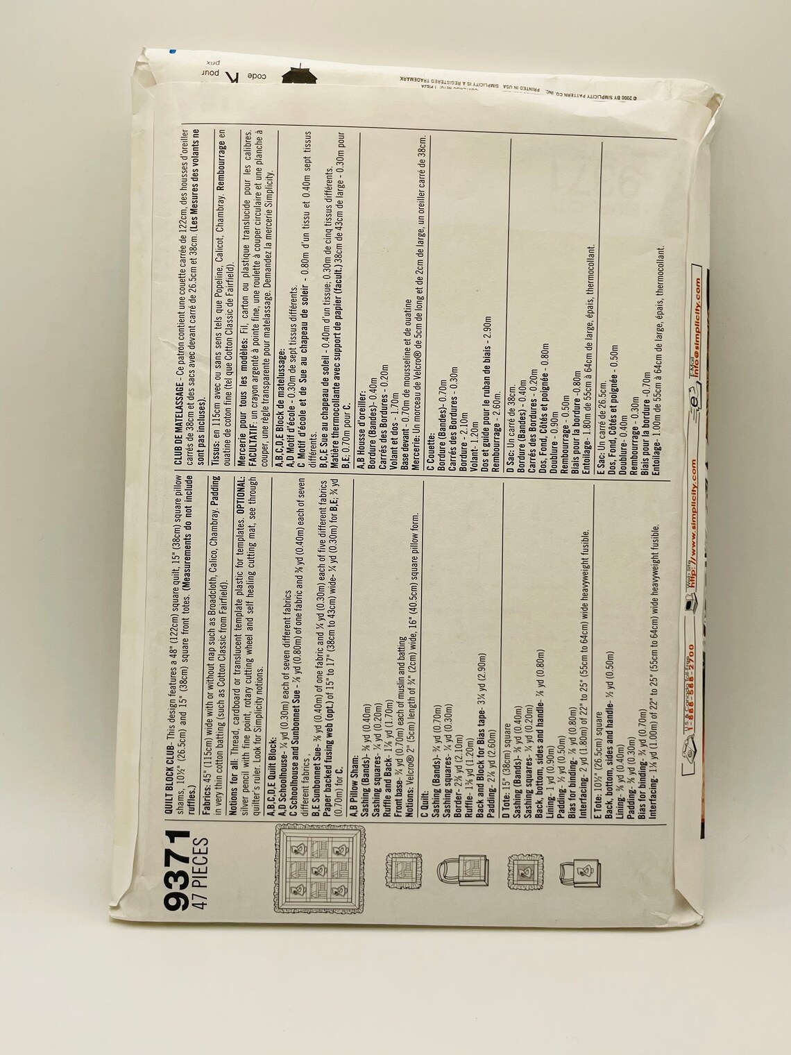 Simplicity Quilt Block Club Sewing Pattern Simplicity 9371 - Etsy