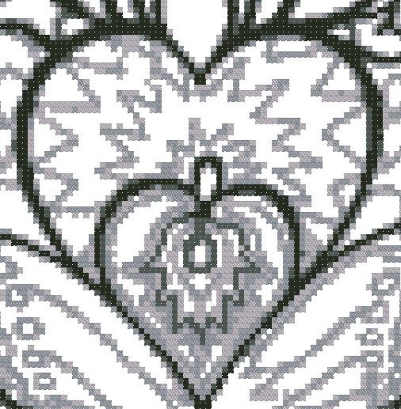Flaming Heart Counted Cross Stitch Chart - Pattern Only Digital PDF - Etsy