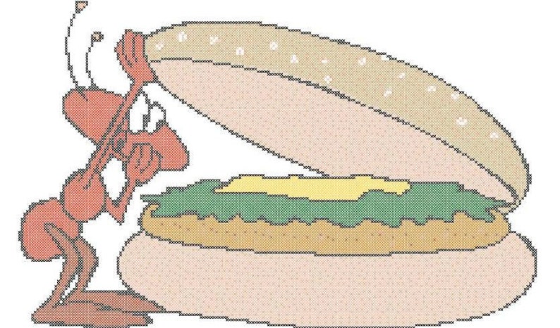 The Ant and Cheeseburger Counted Cross Stitch Pattern PDF: - Etsy
