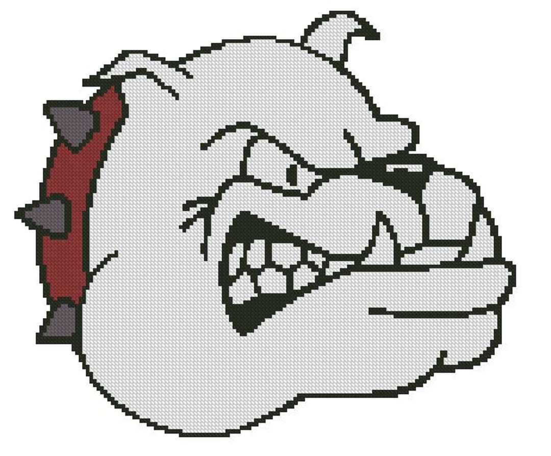Bulldog Face, Georgia Fans, Counted Cross Stitch Pattern Only PDF #dog ...
