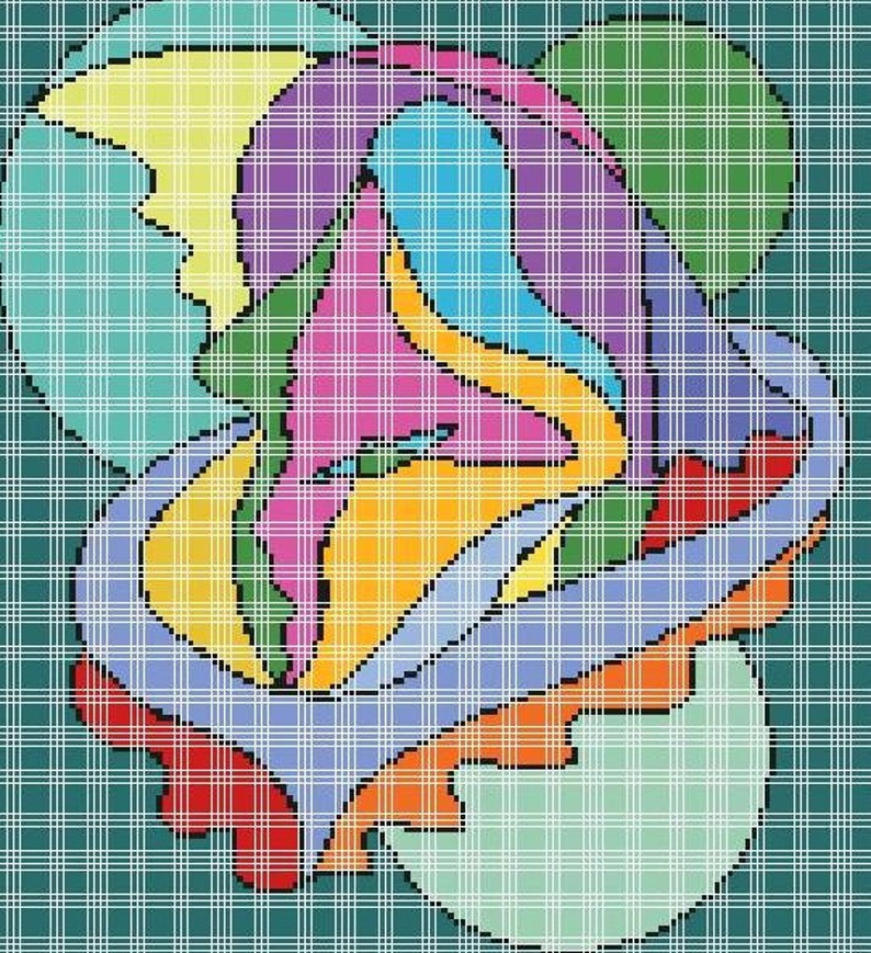 Abstract Curves Counted Cross Stitch Pattern PDF: - Etsy