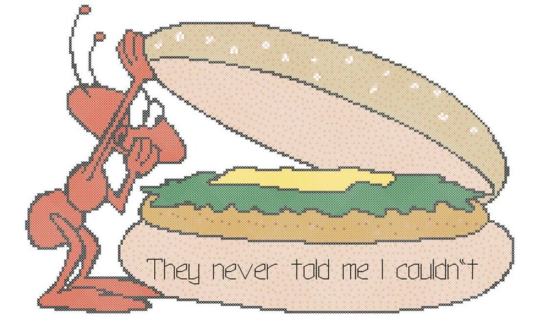 The Ant and Cheeseburger Counted Cross Stitch Pattern PDF: - Etsy