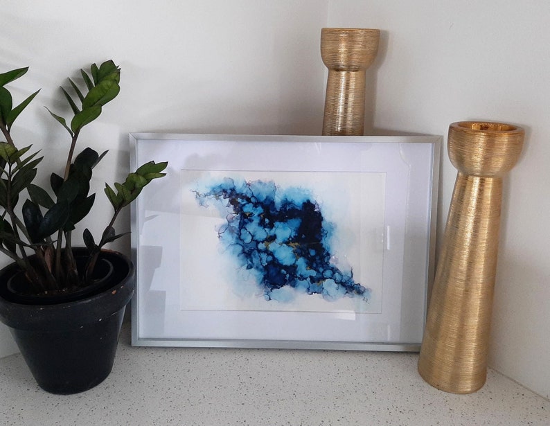 Alcohol Ink Embellished Print blue Cosmos - Etsy