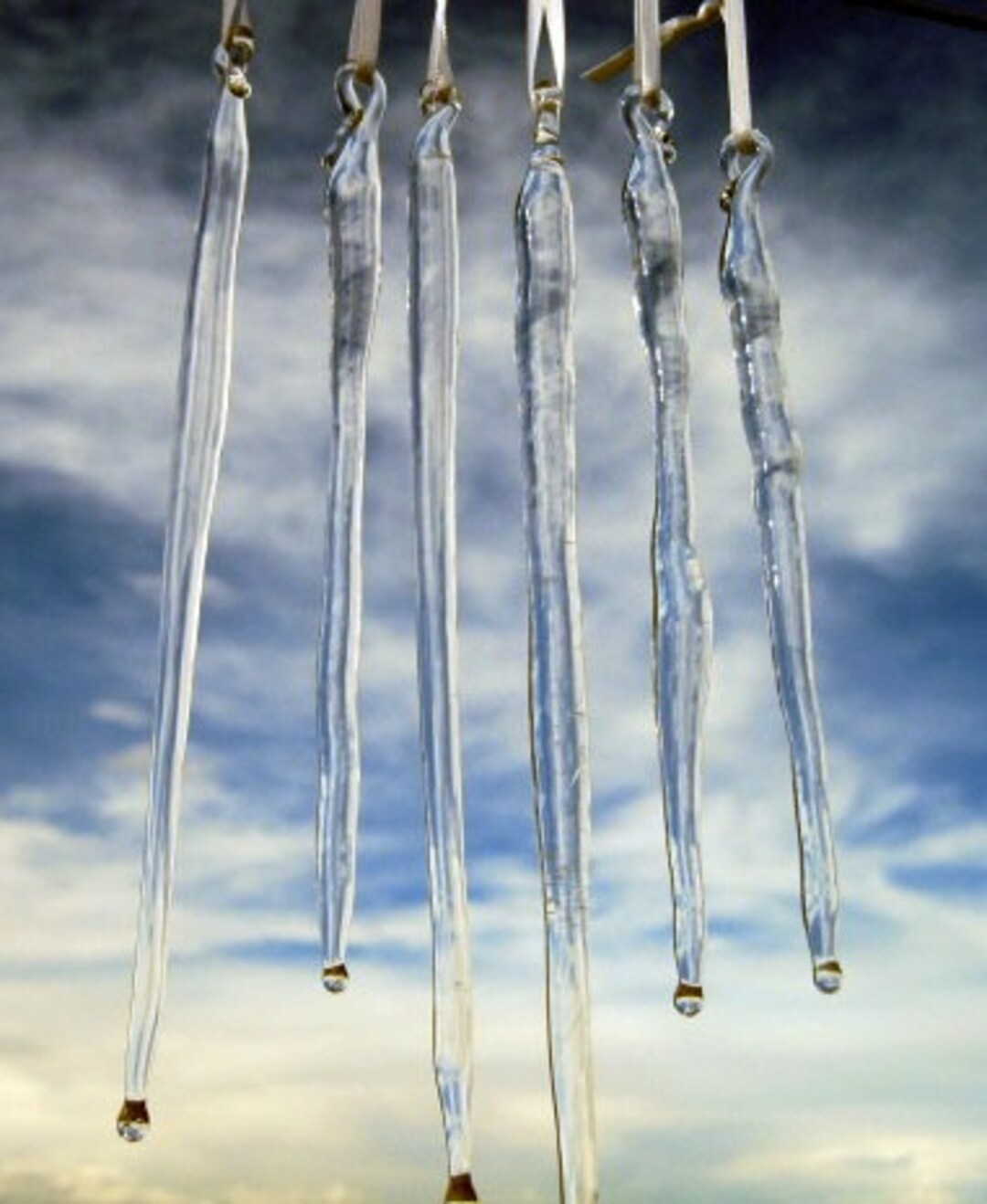 Handmade Icicles, Set of 3, Three Glass 46 Skinny Holiday Ornament Home ...