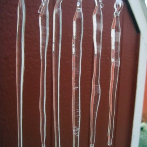 Handmade Icicles, Set of 3, Three Glass 46 Skinny Holiday Ornament Home ...