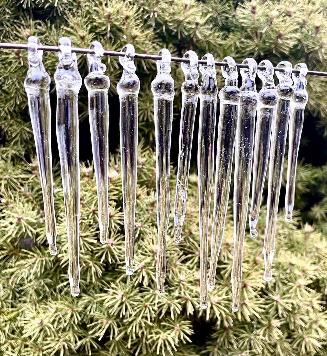 Handmade Glass Icicles: Set of 12 Small Holiday Ornaments - Etsy