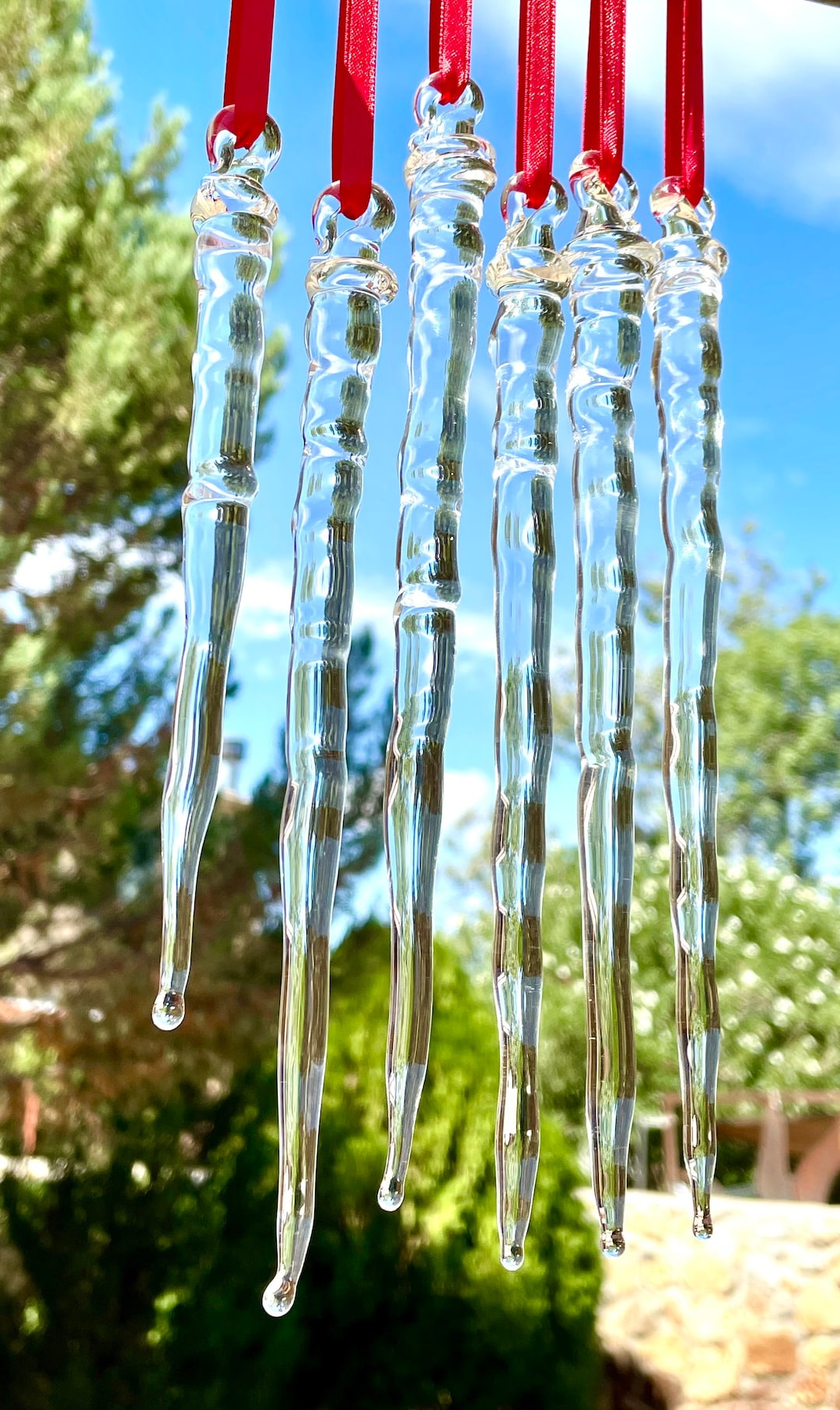Handmade Glass Icicle Ornament: Realistic Icicles, Christmas Holiday ...