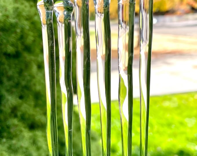 Set of 6, Elegant Hand Blown Glass Icicles Ornaments "crystal Clear" - Etsy