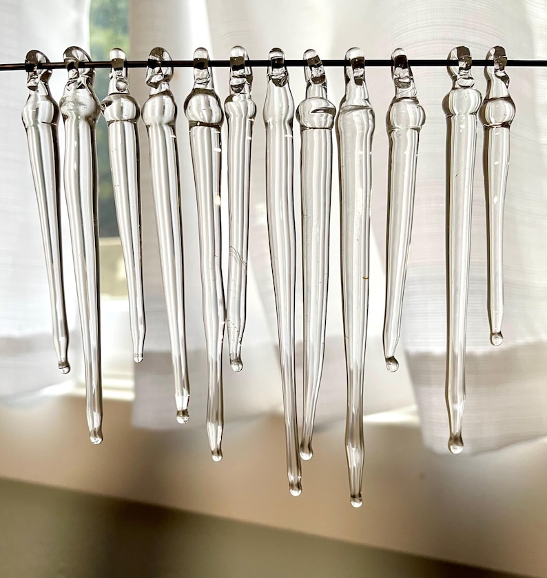 Handmade Glass Icicles: Set of 12 Small Holiday Ornaments - Etsy