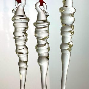 Icicles 6 Handmade Glass Mini Small Icicles 3"-4" Holiday Ornament Home ...