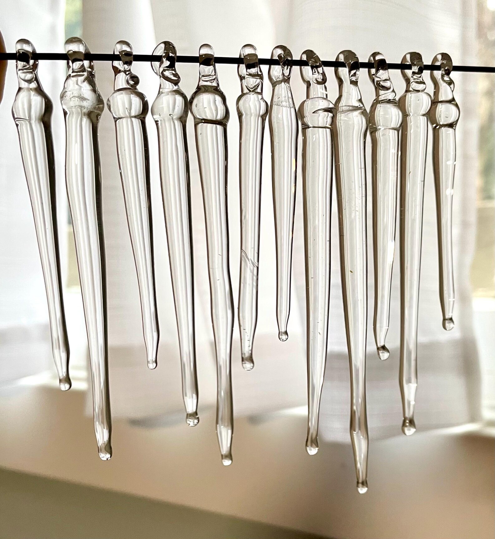 Handmade Glass Icicles: Set of 12 Small Holiday Ornaments - Etsy