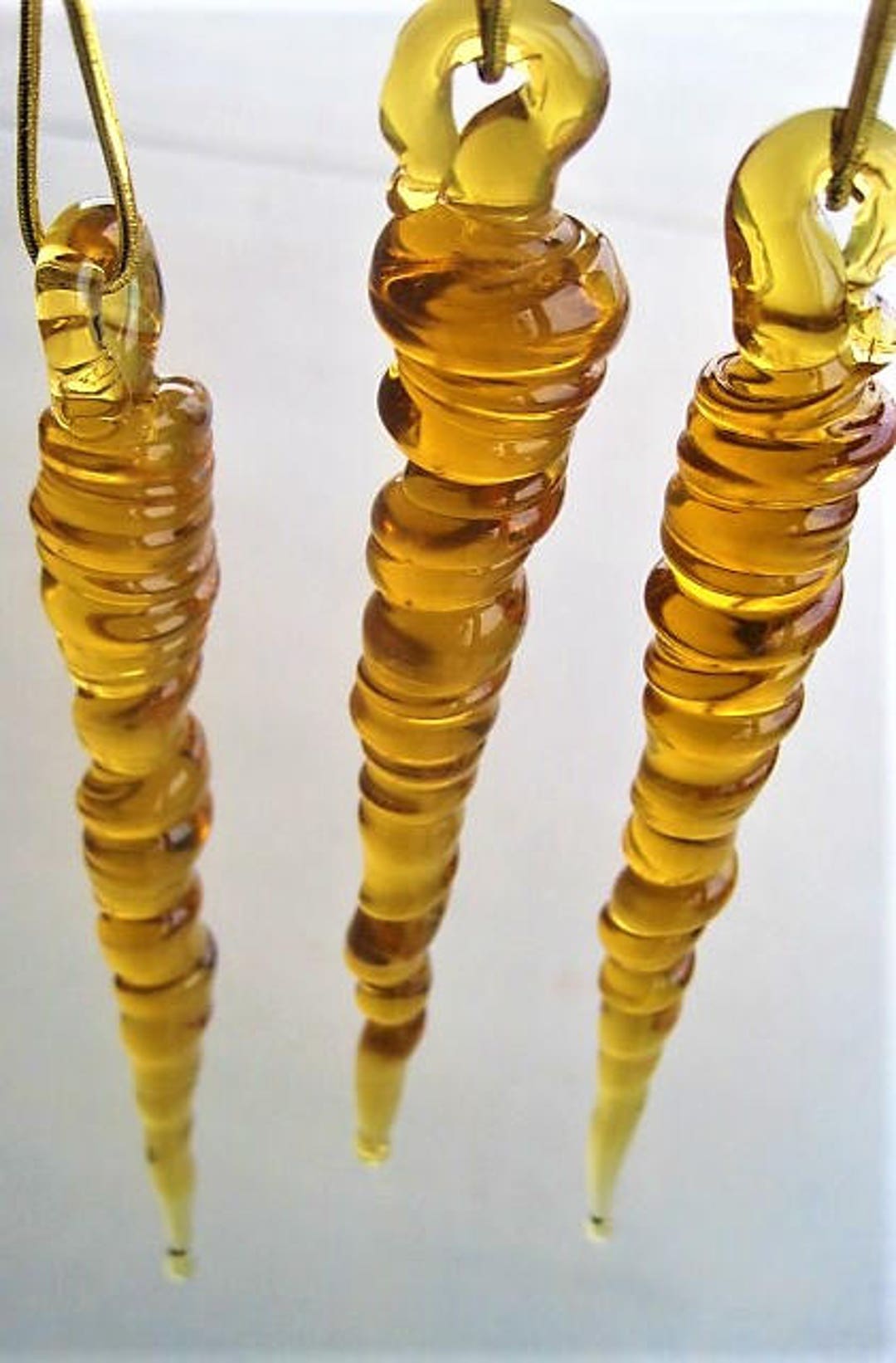 Holiday Icicles 1 to 6 6 Gold Glass Handmade Ornaments - Etsy
