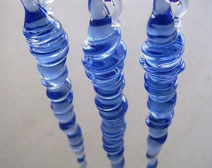 Holiday Glass Icicle Ornaments, Red and Clear Glass Icicles, Set of 6 ...