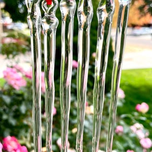 Handmade Icicles, Set of 3, Three Glass 4"-6" Skinny Holiday Ornament ...