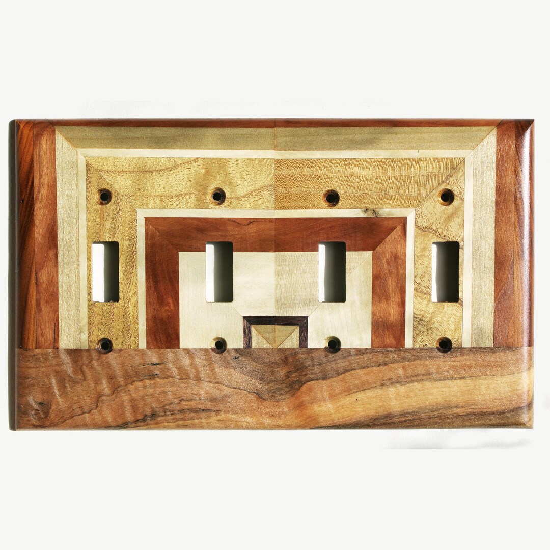 Unique Wood Light Switch Cover Plate for Wall Art Nouveau Four Gang ...