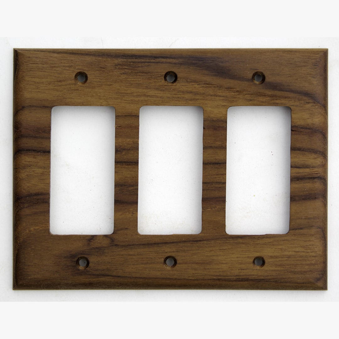 Teak Triple Rocker Light Switch Plate: Natural Wood Decor - Etsy