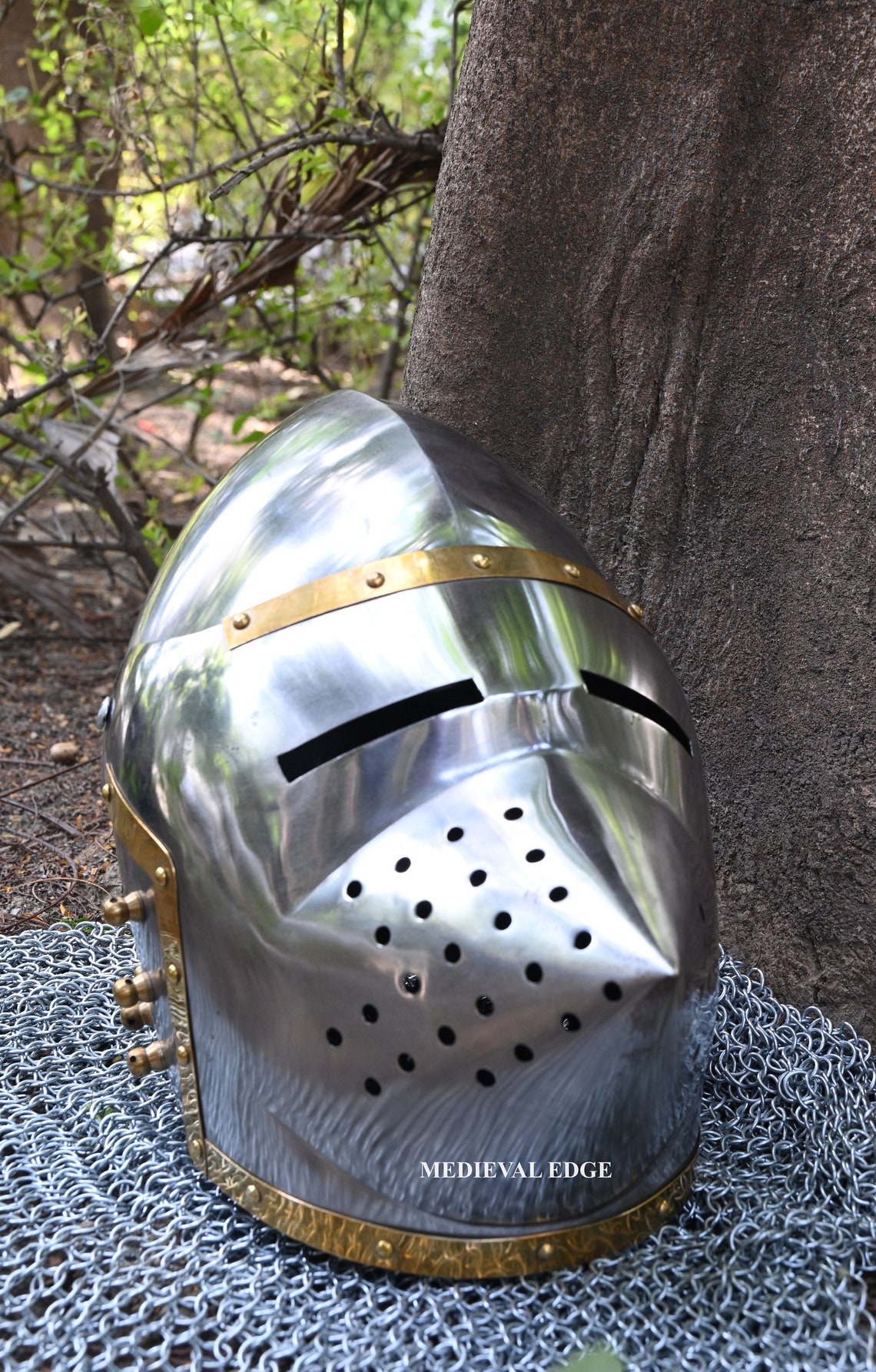XIV Century Medieval Steel Crusader Pig Face Helmet Battle Ready Knight ...
