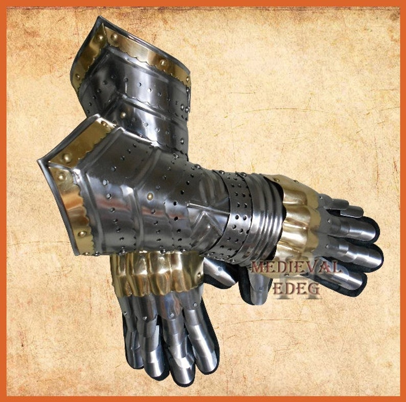 Medieval Knight Gauntlets reenactment gloves gauntlet-brass | Etsy
