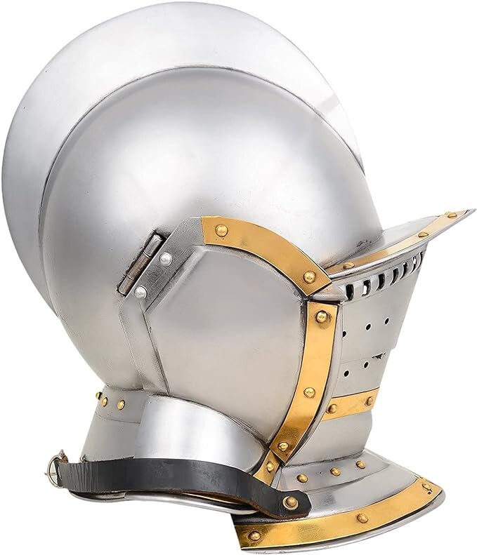 Medieval Knight Burgonet Helmet Wearable Plate Armor Costume Silver ...