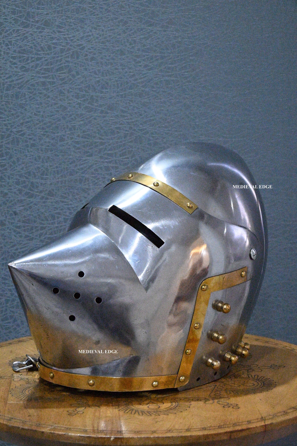 XIV Century Medieval Steel Crusader Pig Face Helmet Battle Ready Knight ...