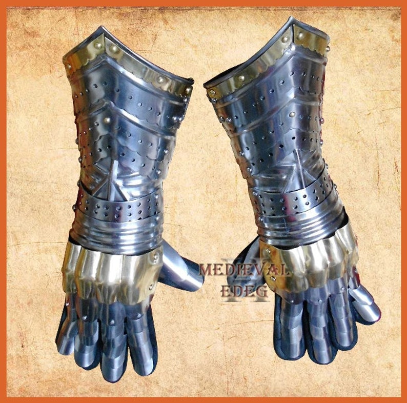 Medieval Knight Gauntlets reenactment gloves gauntlet-brass | Etsy