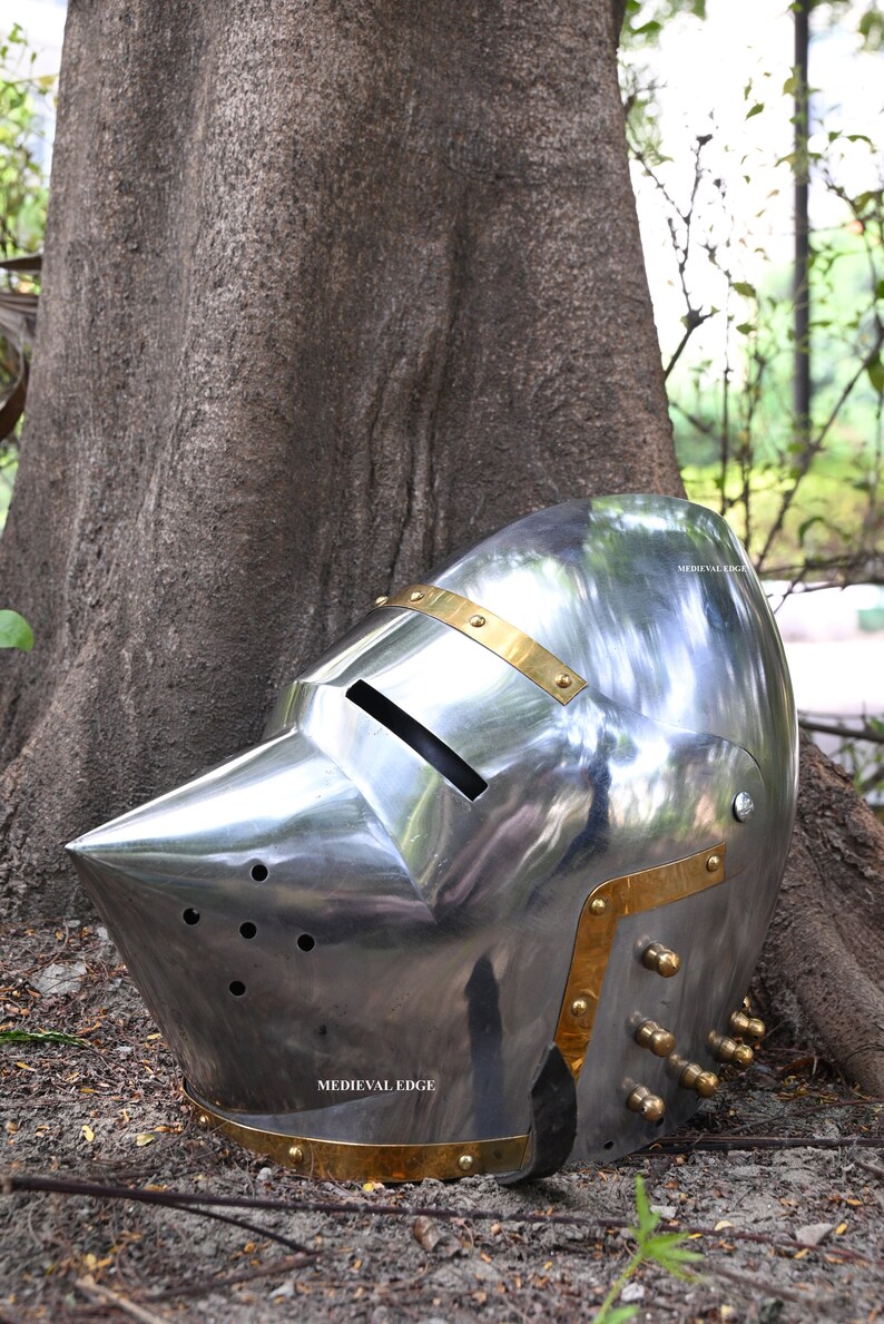 XIV Century Medieval Steel Crusader Pig Face Helmet Battle Ready Knight ...