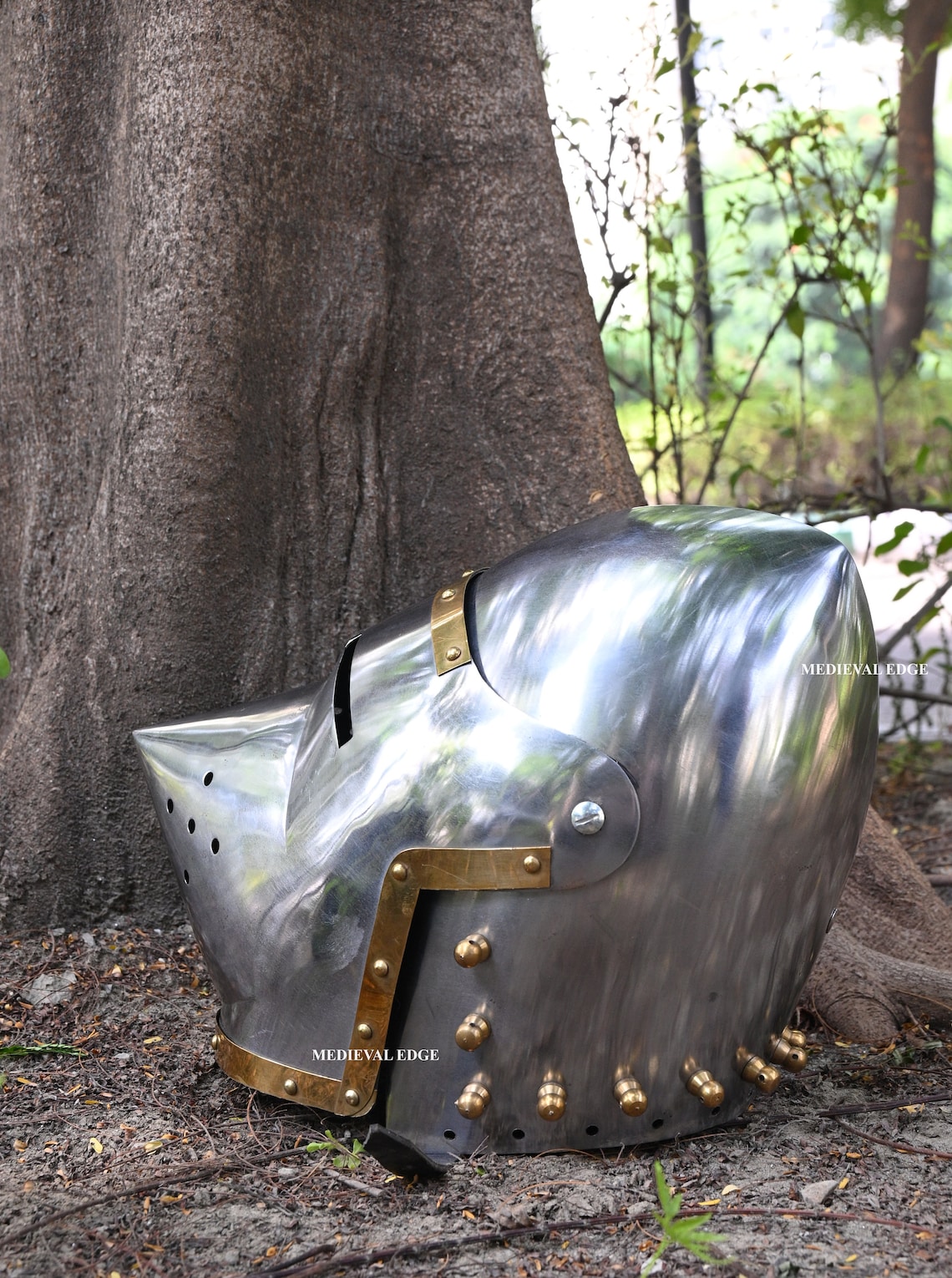 XIV Century Medieval Steel Crusader Pig Face Helmet Battle Ready Knight ...