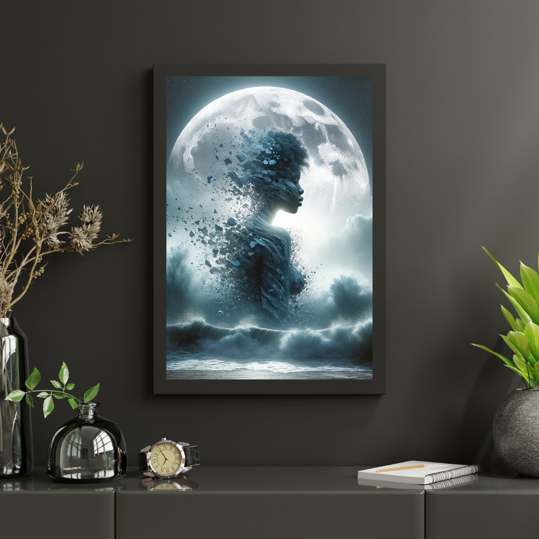 Moonlit Mirage, Digital Prints, AI Art, Download Black Woman Portrait ...