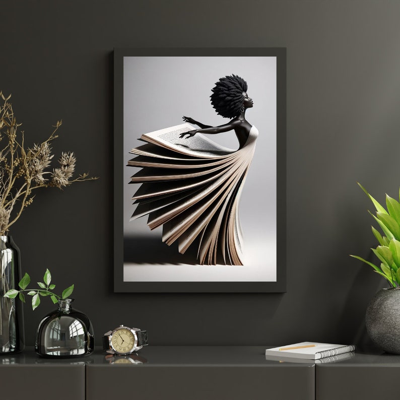 Prose in Motion, Digital Prints, AI Art, Download Black Woman Portrait ...