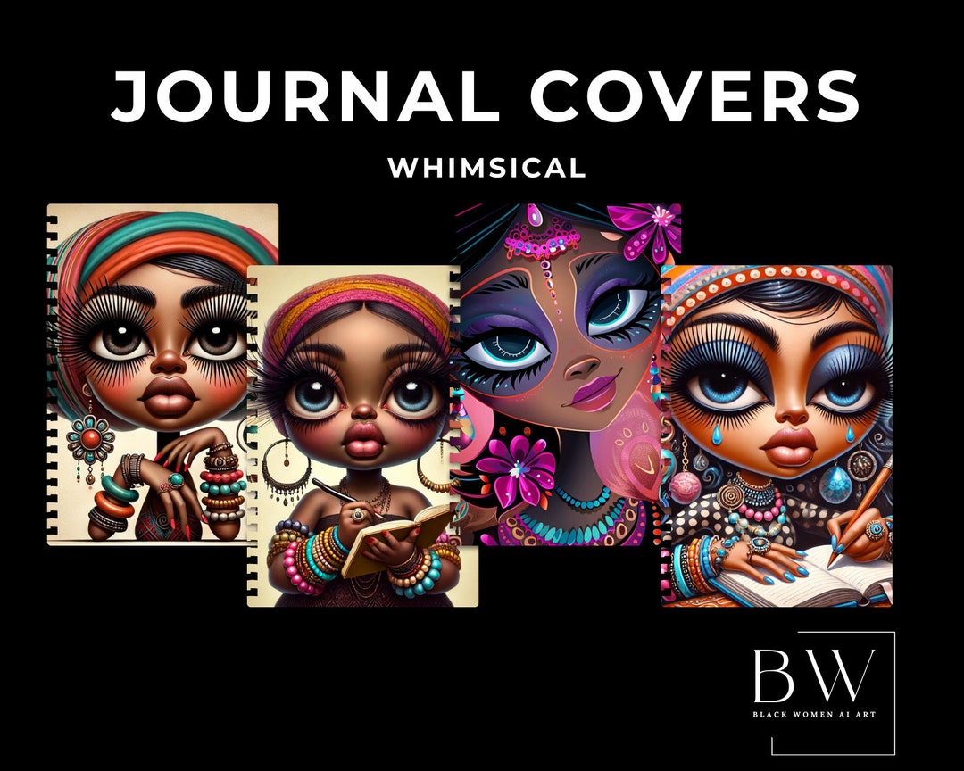 Whimsical Journal Covers | Black Woman | Digital Download | Planner ...