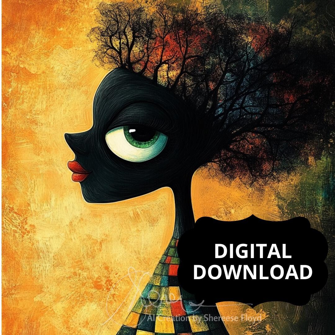Branches of Thought, Digital Prints, AI Art, Download Black Woman ...