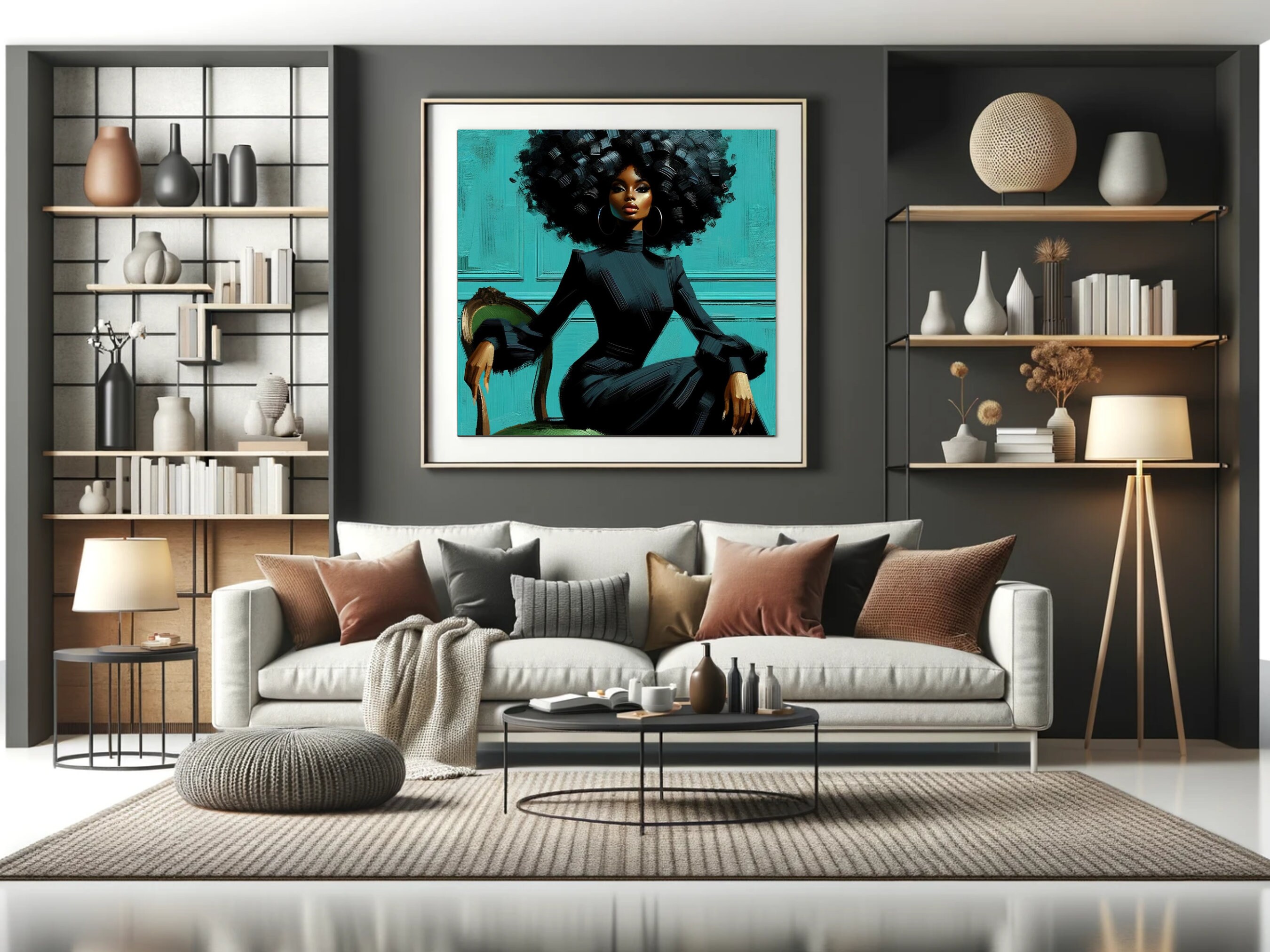 Green Light, Digital Prints, AI Art, Download, Black Woman Portrait ...