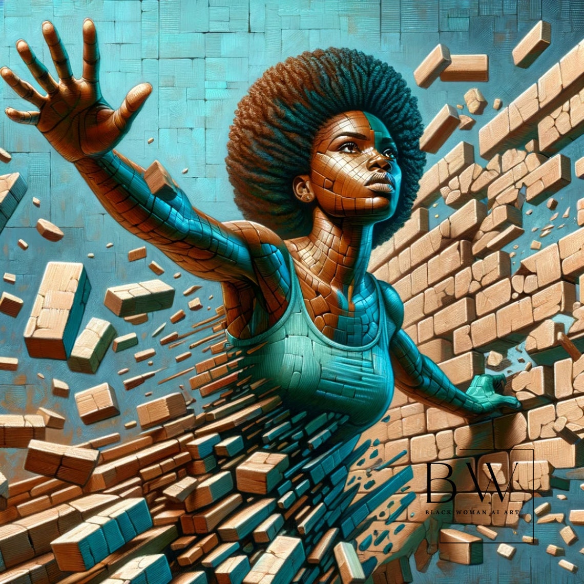 Breaking Barriers Digital Download, Black Woman Portrait, AI Art ...
