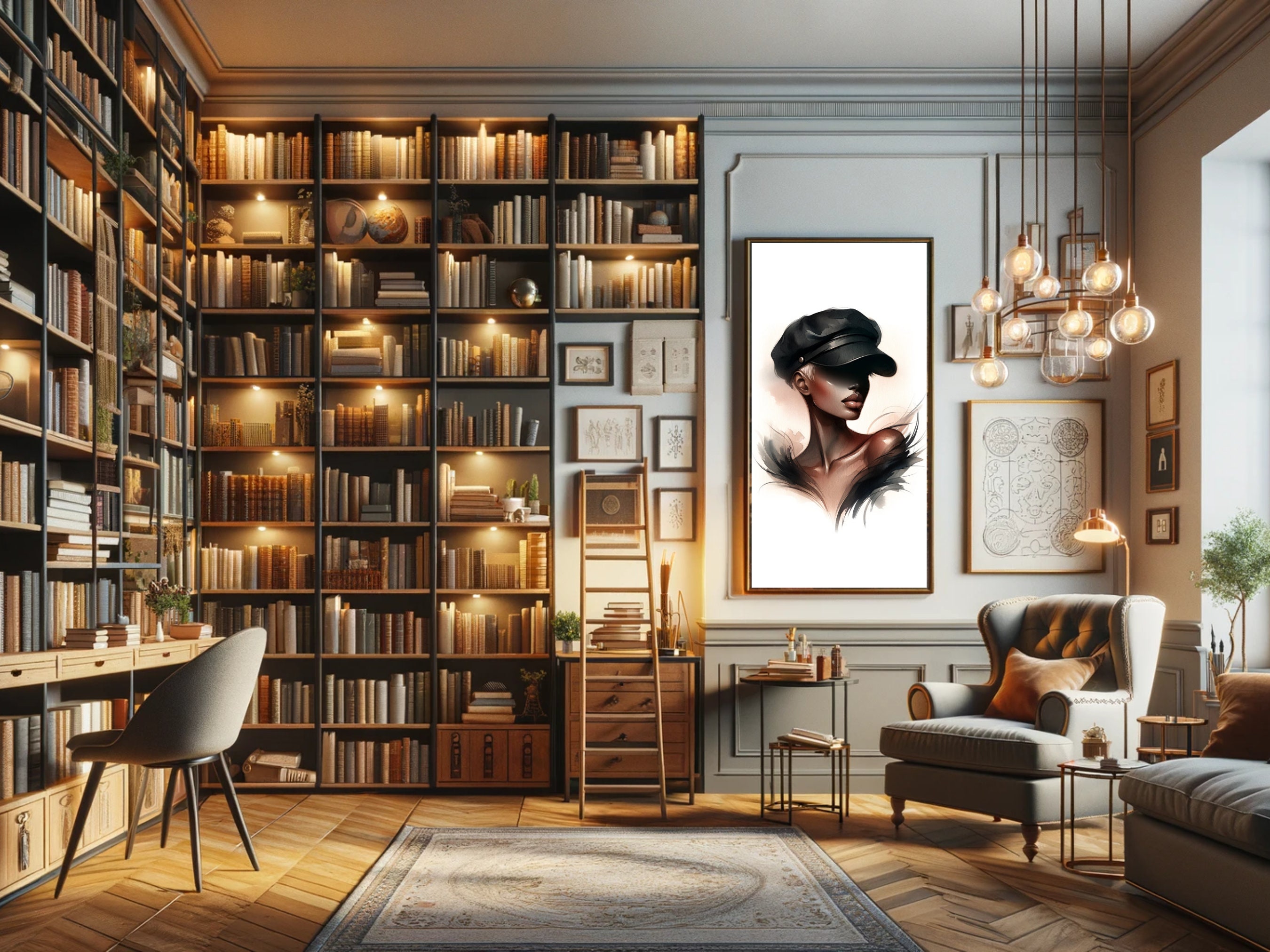 Lids, Posters, Digital Prints, AI Art, Download Black Woman Portrait ...