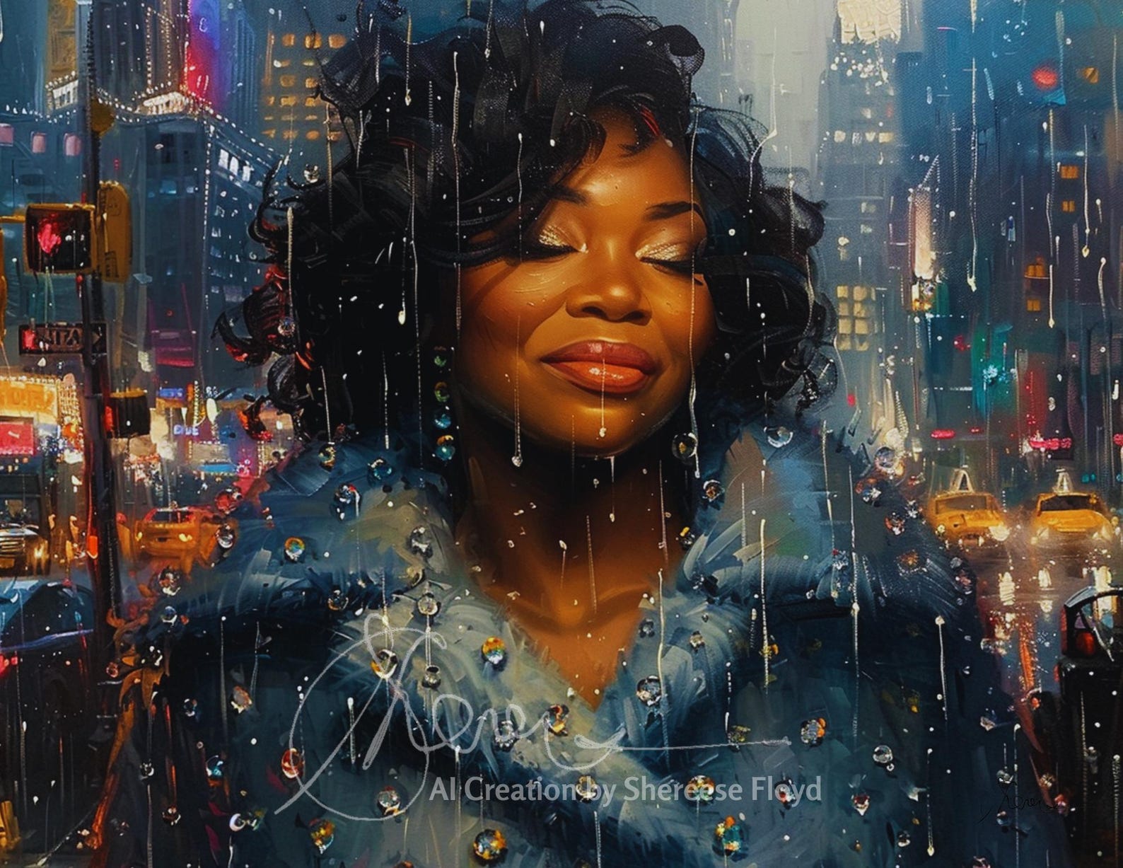 Midnight in the City, Digital Prints, AI Art, Download Black Woman ...